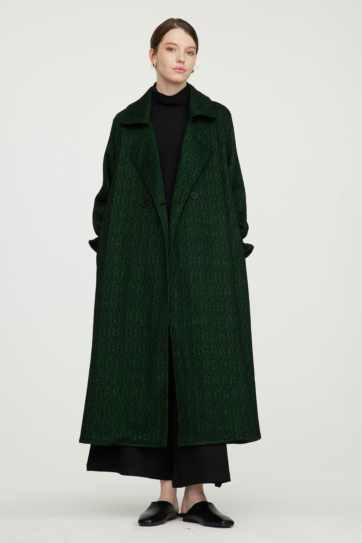 Taiga Casual Long Coat Green – ROSELABEL