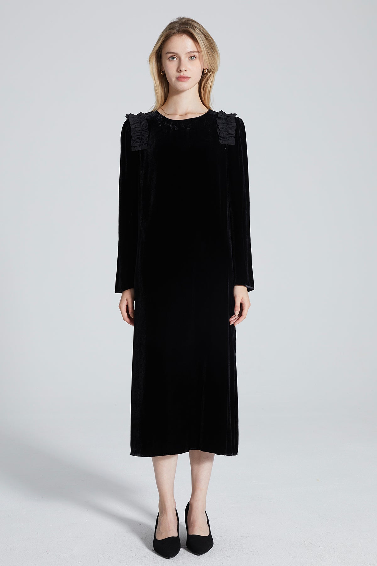 Sherrie Long Sleeve Velvet Dress – ROSELABEL