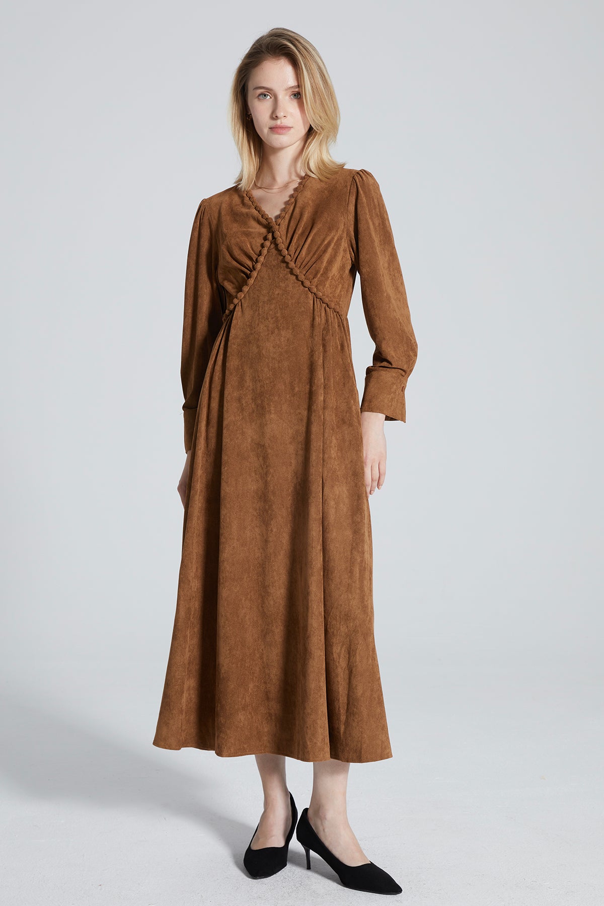 Effy V-Neck Long Sleeve Dress – ROSELABEL