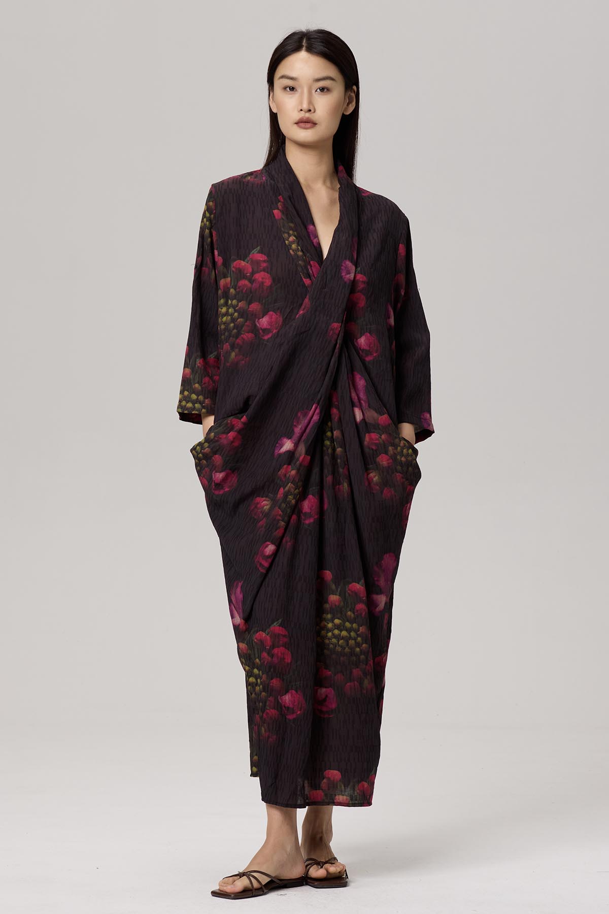 Felicia Cross Front Flower Print Maxi Dress – ROSELABEL