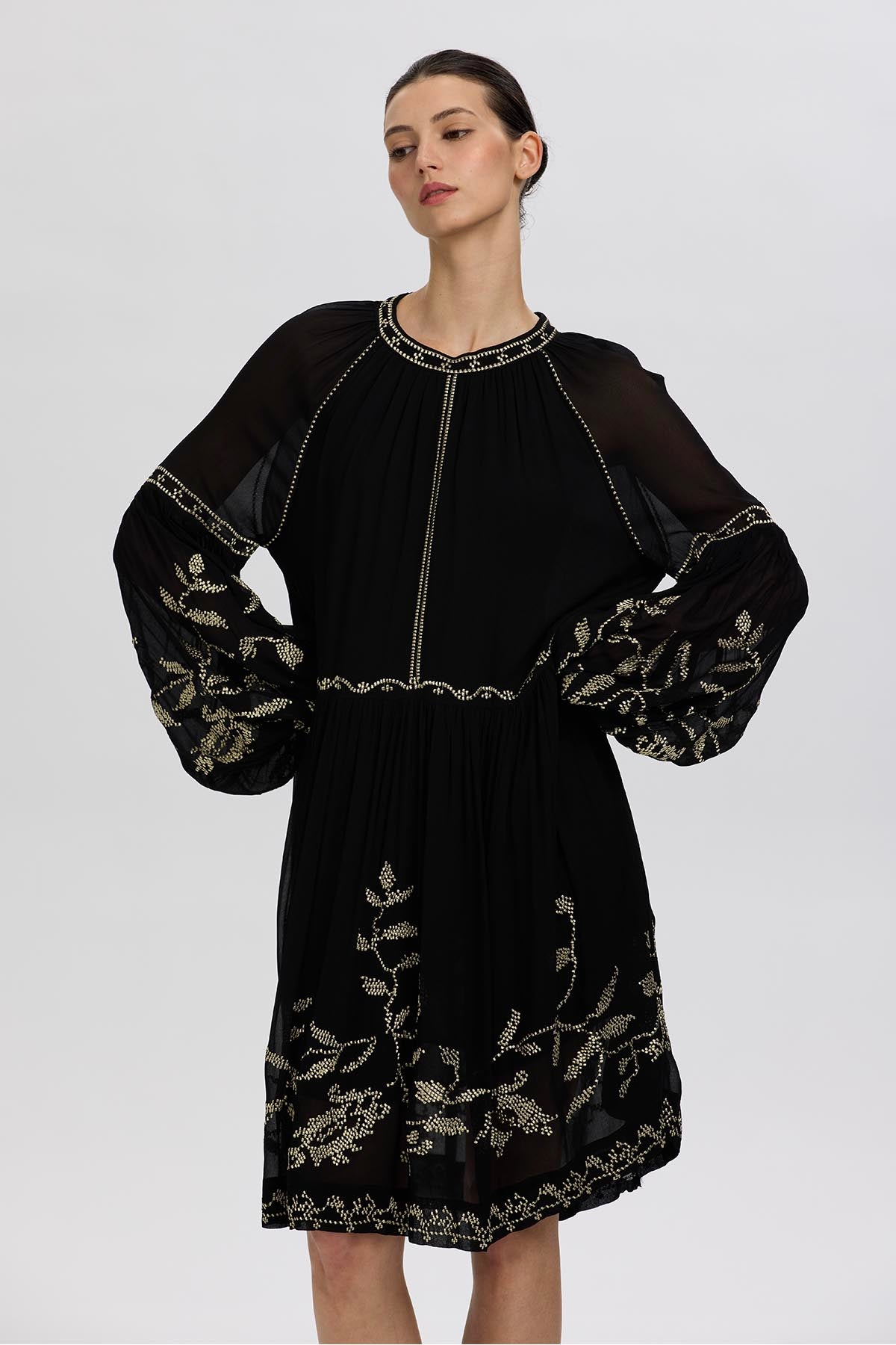 Felicity Ethnic Embroidery Silk Mini Dress – ROSELABEL
